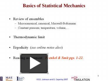 Basics of Statistical Mechanics presentation | free to view