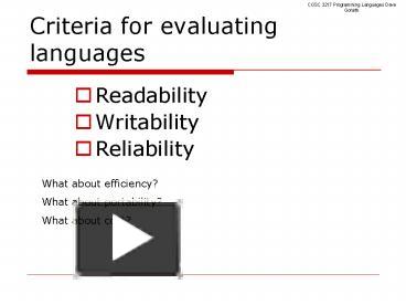 Criteria for evaluating languages presentation | free to view