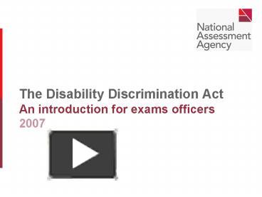 The Disability Discrimination Act presentation | free to view