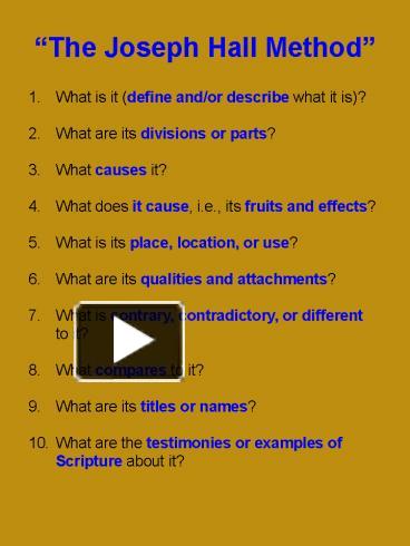 PPT – The Joseph Hall Method PowerPoint presentation | free to view ...