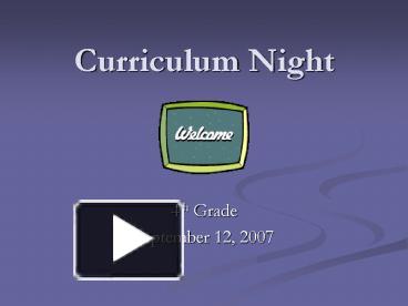PPT – Curriculum Night PowerPoint presentation | free to view - id ...