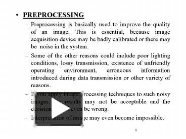 PREPROCESSING presentation | free to view