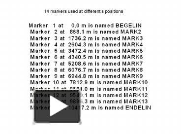 14 markers used at different s positions presentation | free to view