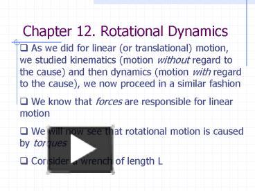 Chapter 12' Rotational Dynamics presentation | free to view