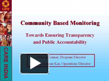 PPT – Community Based Monitoring PowerPoint presentation | free to view ...