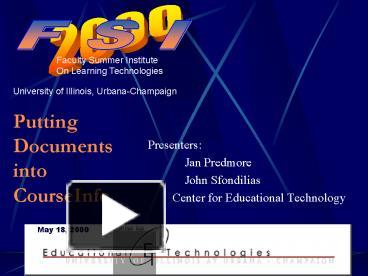 Putting Documents into CourseInfo presentation | free to view