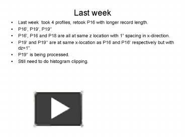 Last week presentation | free to view