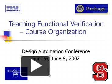 Teaching Functional Verification presentation | free to download