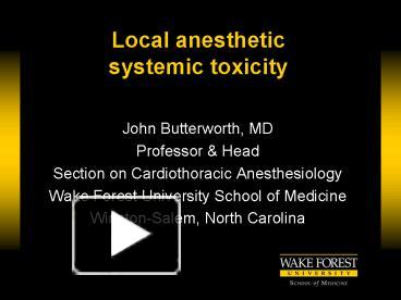 Local anesthetic systemic toxicity presentation | free to view