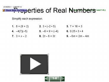 PPT – Properties of Real Numbers PowerPoint presentation | free to view ...