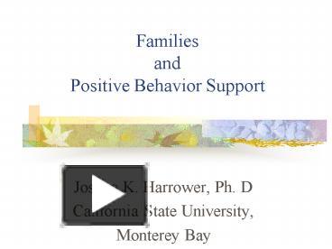 PPT – Families and Positive Behavior Support PowerPoint presentation ...