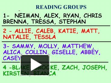 READING GROUPS presentation | free to view