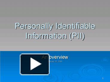 Personally Identifiable Information PII presentation | free to download