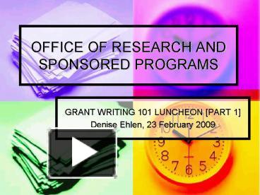 PPT – OFFICE OF RESEARCH AND SPONSORED PROGRAMS PowerPoint presentation ...