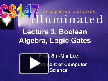 PPT – Lecture 3. Boolean Algebra, Logic Gates PowerPoint presentation ...