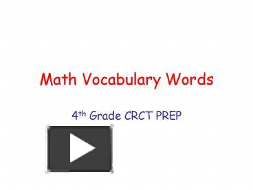 Math Vocabulary Words presentation | free to view
