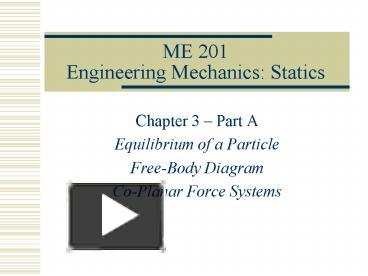 PPT – ME 201 Engineering Mechanics: Statics PowerPoint presentation ...