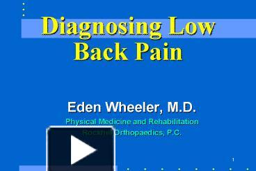 Diagnosing Low Back Pain presentation | free to view