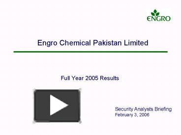 Engro Chemical Pakistan Limited presentation | free to view