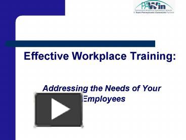 Effective Workplace Training: presentation | free to view