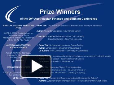 Prize Winners presentation | free to view