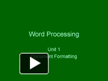 Word Processing presentation | free to view