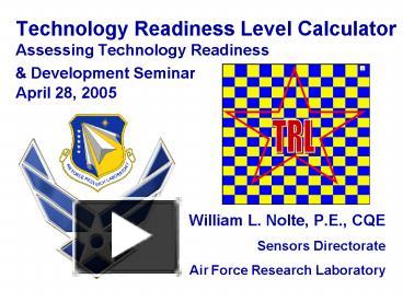 Technology Readiness Level Calculator Assessing Technology Readiness ...