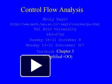 PPT – Control Flow Analysis PowerPoint presentation | free to download ...