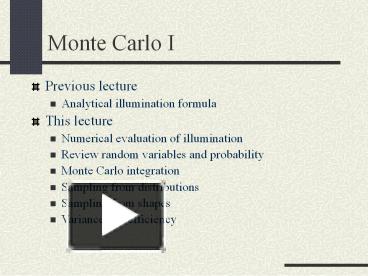 Monte Carlo I presentation | free to download