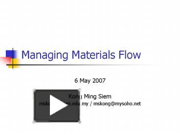Managing Materials Flow presentation | free to view