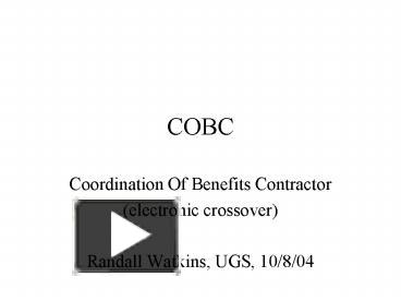 COBC presentation | free to view