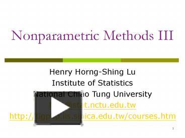 Nonparametric Methods III presentation | free to view