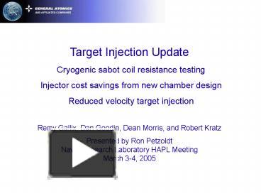 PPT – Target Injection Update PowerPoint presentation | free to view ...