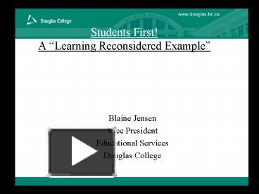 PPT – Students First A Learning Reconsidered Example PowerPoint ...