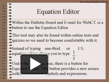 PPT – Equation Editor PowerPoint presentation | free to view - id ...
