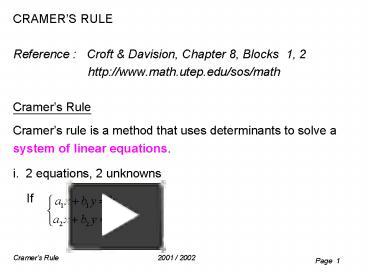 PPT – CRAMERS RULE PowerPoint presentation | free to view - id: 1dca97 ...