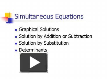 Simultaneous Equations presentation | free to download