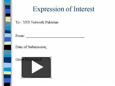 Expression of Interest presentation | free to view