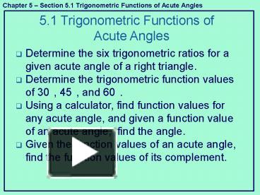 PPT – Chapter 5 Section 5'1 Trigonometric Functions of Acute Angles ...