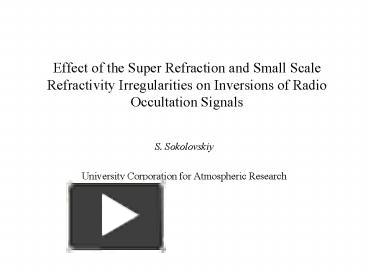 Effect of the Super Refraction and Small Scale Refractivity ...