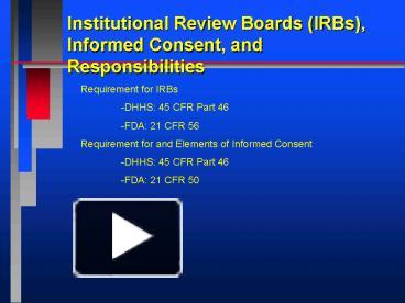 Presentation on IRB History presentation | free to view