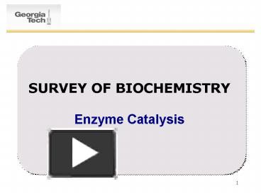 PPT – SURVEY OF BIOCHEMISTRY Enzyme Catalysis PowerPoint presentation ...