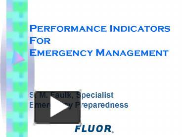Performance Indicators For Emergency Management presentation | free to view