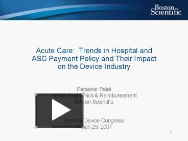 PPT – Acute Care: Trends in Hospital and ASC Payment Policy and Their ...