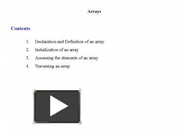 PPT – Arrays PowerPoint presentation | free to view - id: 1de931-ZDc1Z