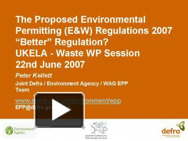 PPT – The Proposed Environmental Permitting E PowerPoint presentation ...