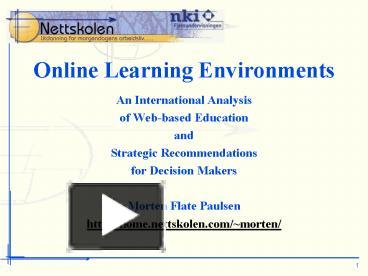 PPT – Online Learning Environments PowerPoint presentation | free to ...