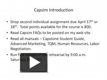 Capsim Introduction presentation | free to view