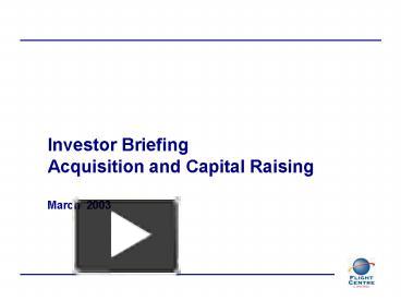 Investor Briefing presentation | free to view
