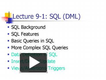 PPT – Lecture 91: SQL DML PowerPoint presentation | free to view - id ...